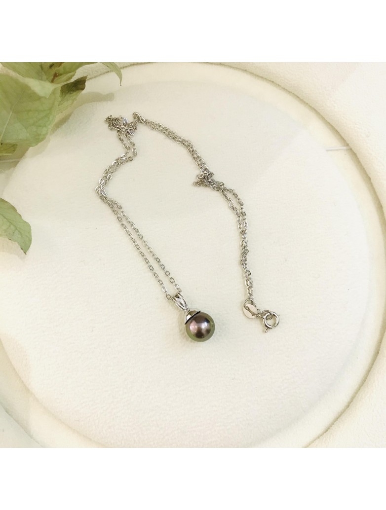 COLLIER ARGENT PERLE DE TAHITI "LUANA" - Pure perle